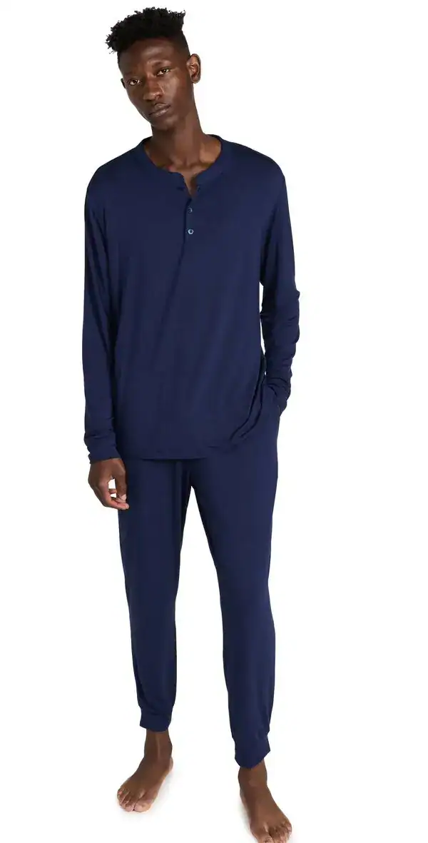 Eberjey Henry Long-Sleeve Pajama Set - True Navy | Editorialist